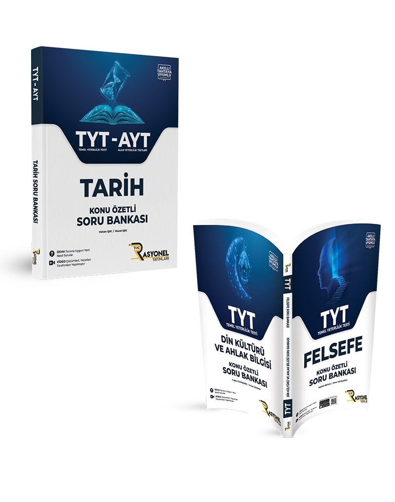 TYT-AYT Tarih ve TYT Din Kültürü-Felsefe Soru Bankaları (3 Branş-2 Kitap)